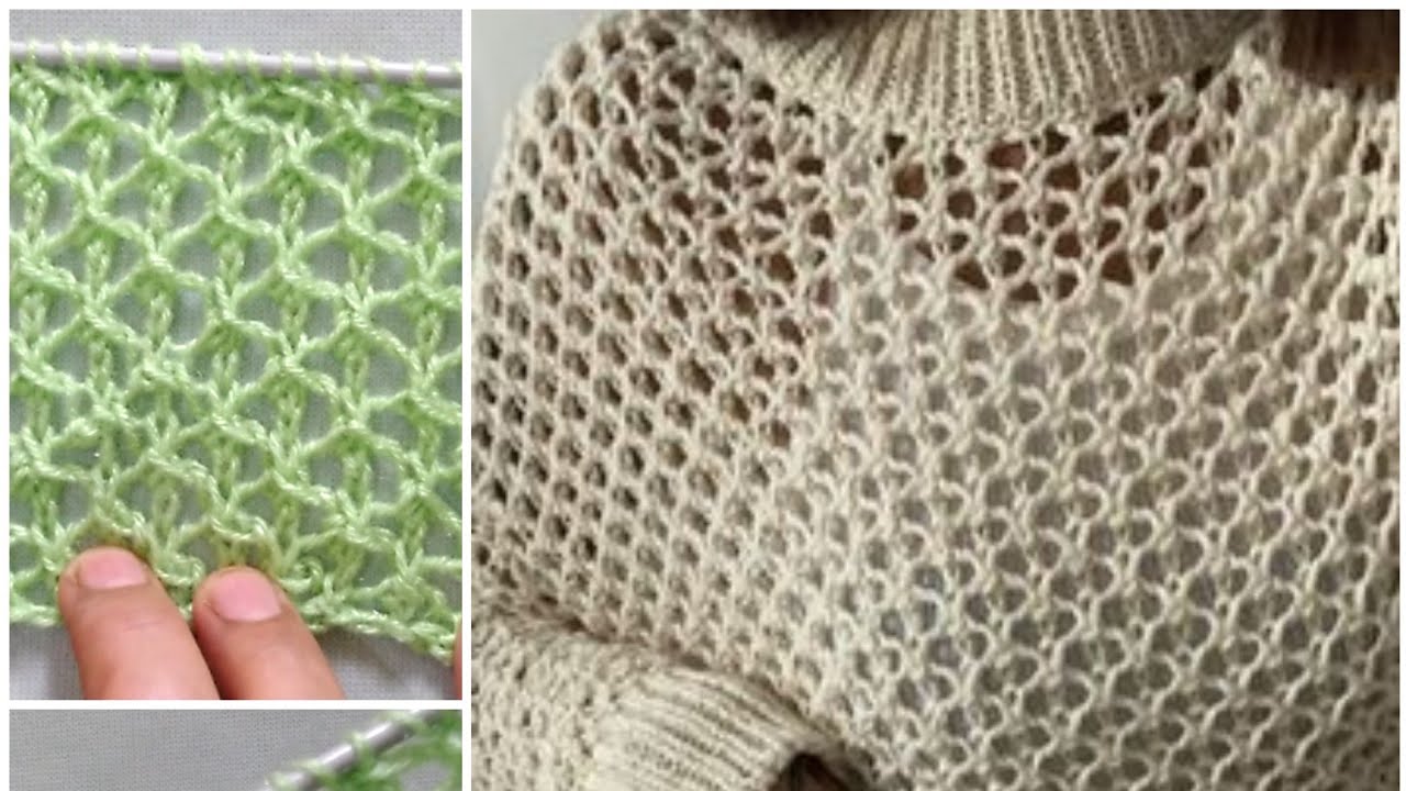 Very easy only 4 rows repeat knitting pattern for top, sweater, jacket. - YouTube