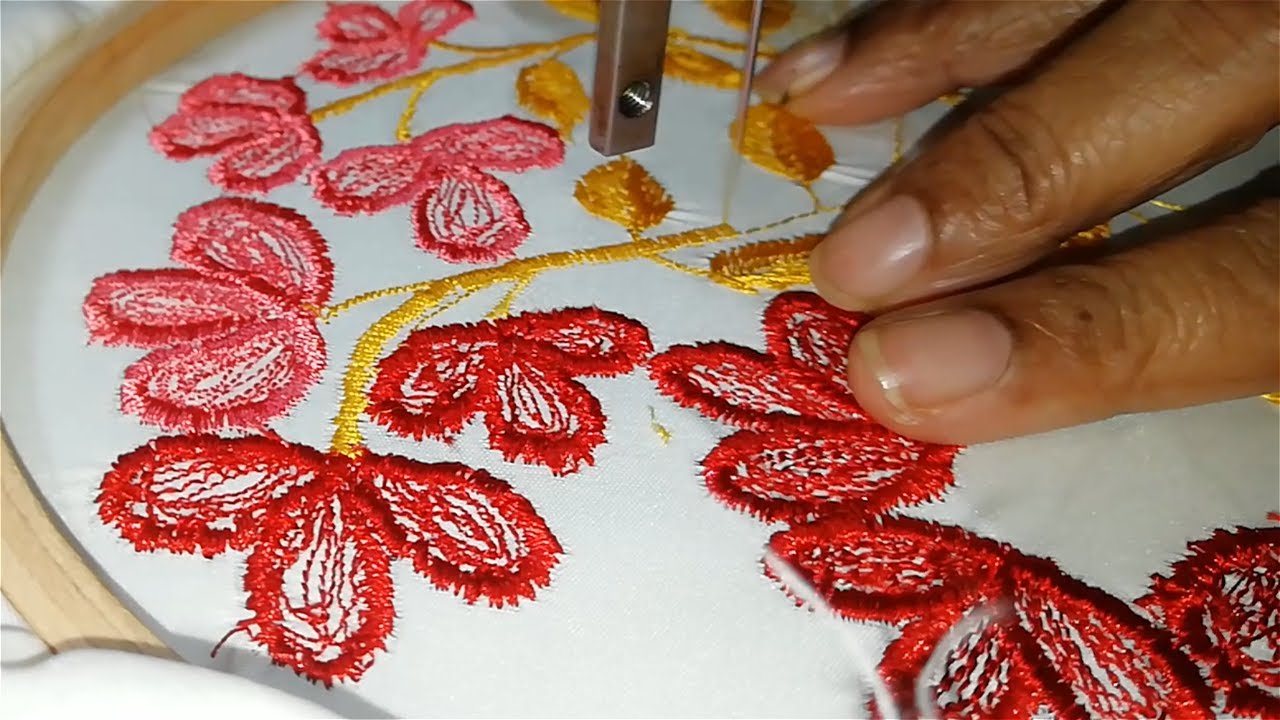 Easy machine embroidery design for kuthi&churidar/Tutorial - YouTube