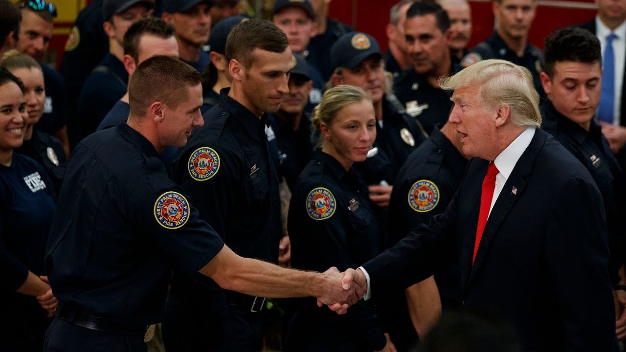 Trump thanks firefighters - YouTube