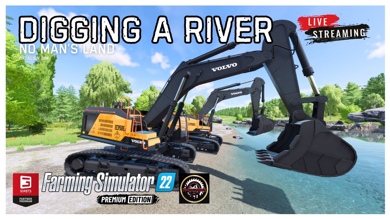 DIGGING A RIVER - NO MAN'S LAND - DIGGING STONES WITH VOLVO EXCAVATORS ...