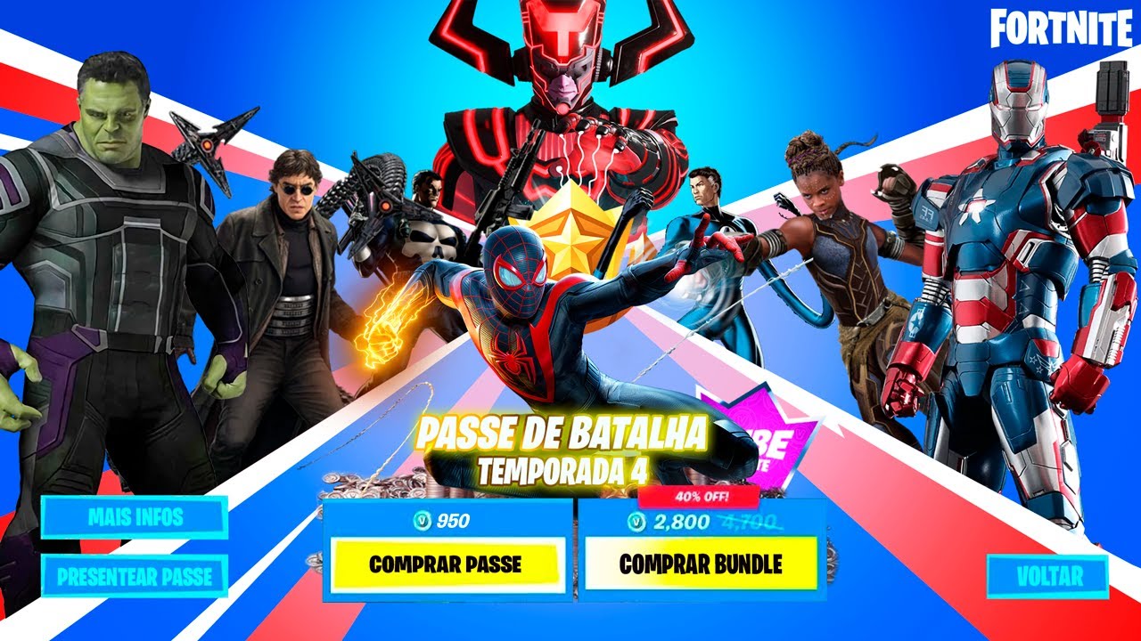 PASSE DE BATALHA da MARVEL TEMPORADA 4 DO CAPITULO 3 FORTNITE ...