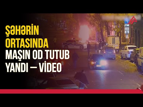Bakının mərkəzində avtomobil yandı – APA TV