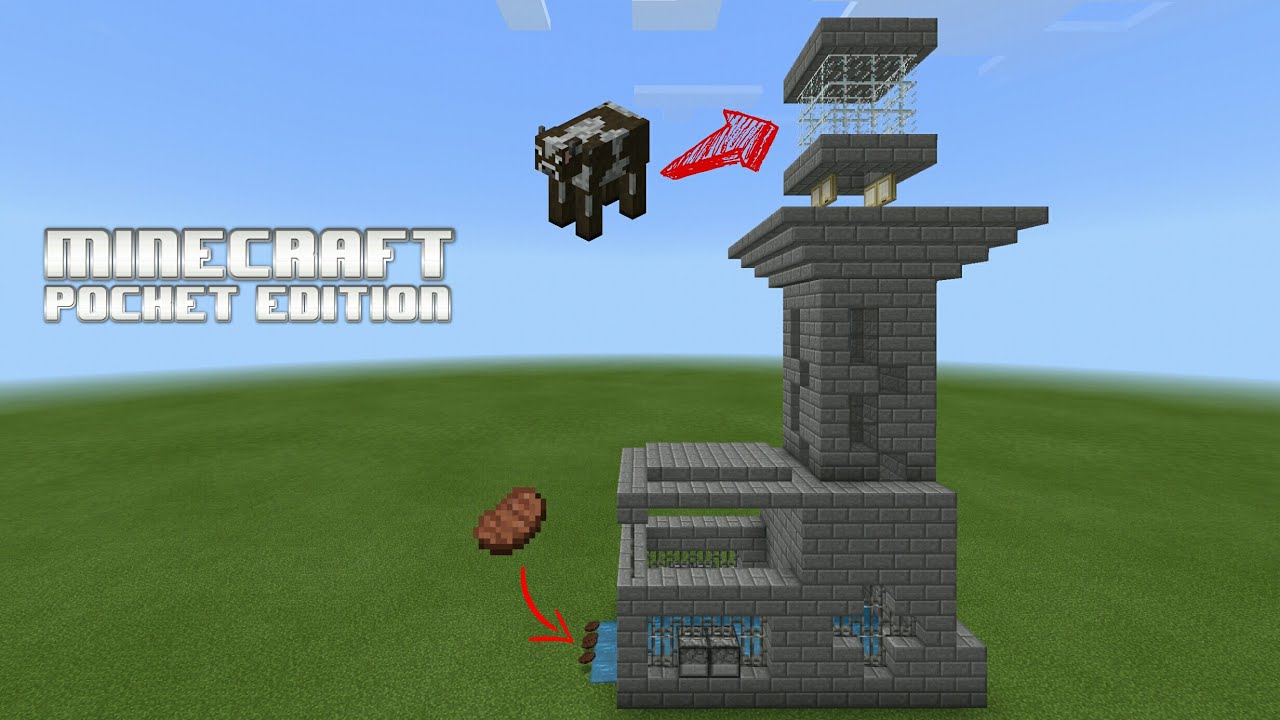 How to make an automatic STEAK farm in Minecraft PE (1.4.4)! - YouTube