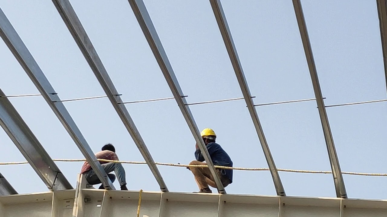 Auditorium steel structure - YouTube