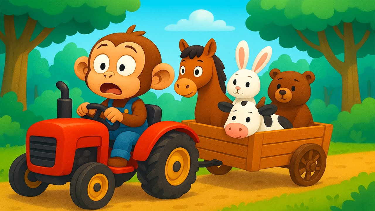 🚜 Farm Work with Tractor & Cows 🐄 | Bear Farmer Nursery Rhyme | Old ...