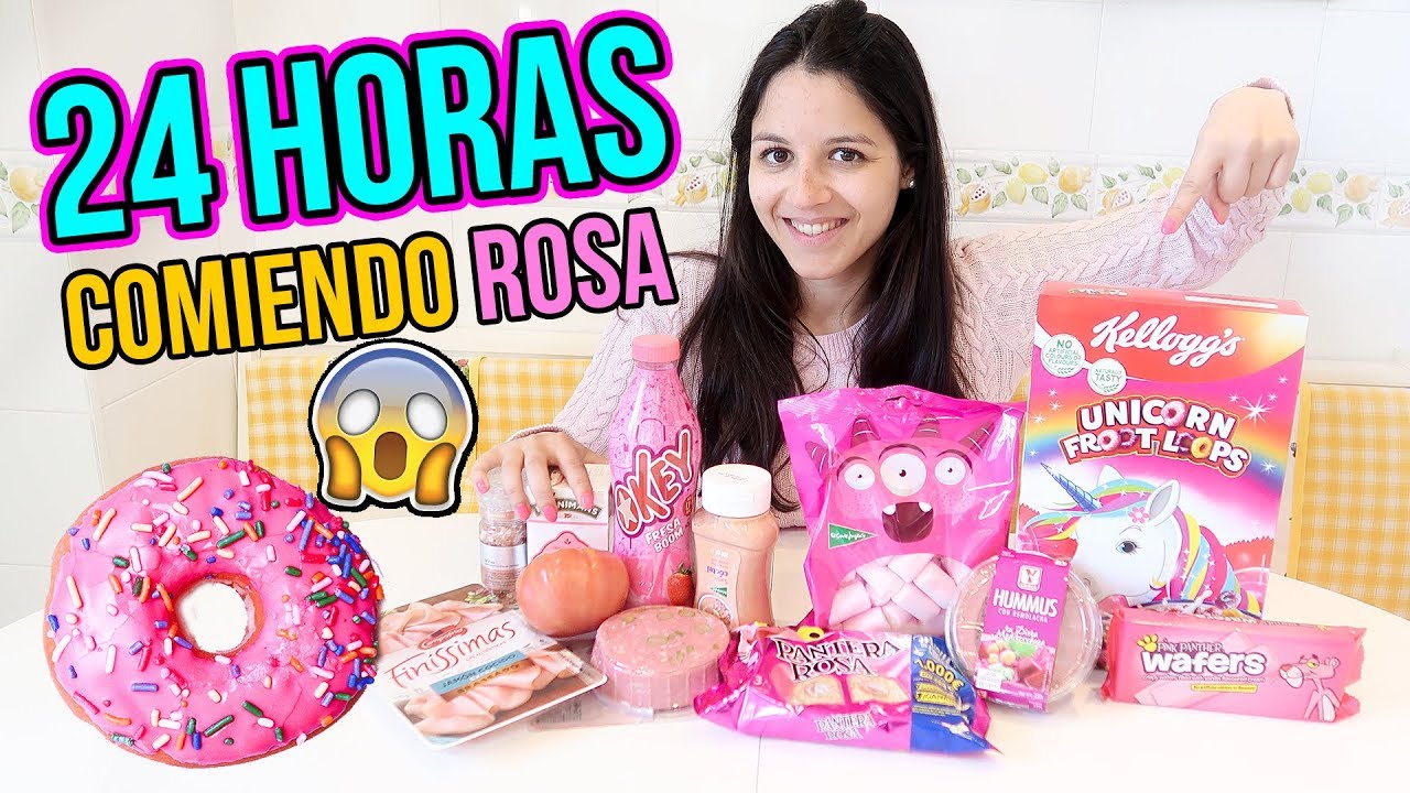 24 HORAS COMIENDO ROSA - All day eating pink food colors NATALIA - YouTube