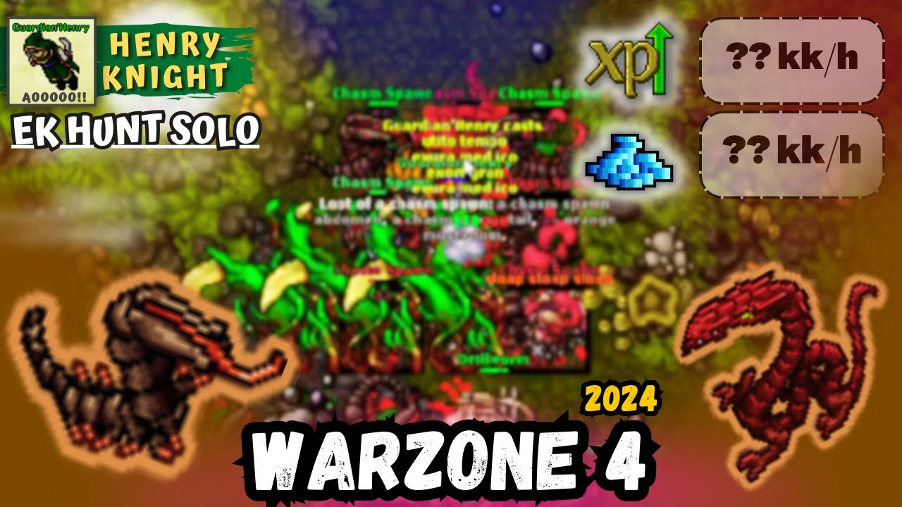 Tibia - Knight Level 998 Hunt Solo Warzone 4 (Deep Hub Magma Dungeon, Chasm Spawn) Ek Hunt Solo ...