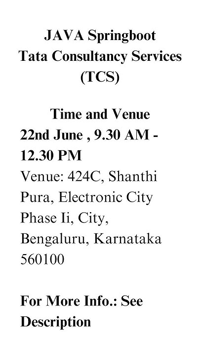 JAVA Springboot Tata Consultancy Services (TCS) - YouTube