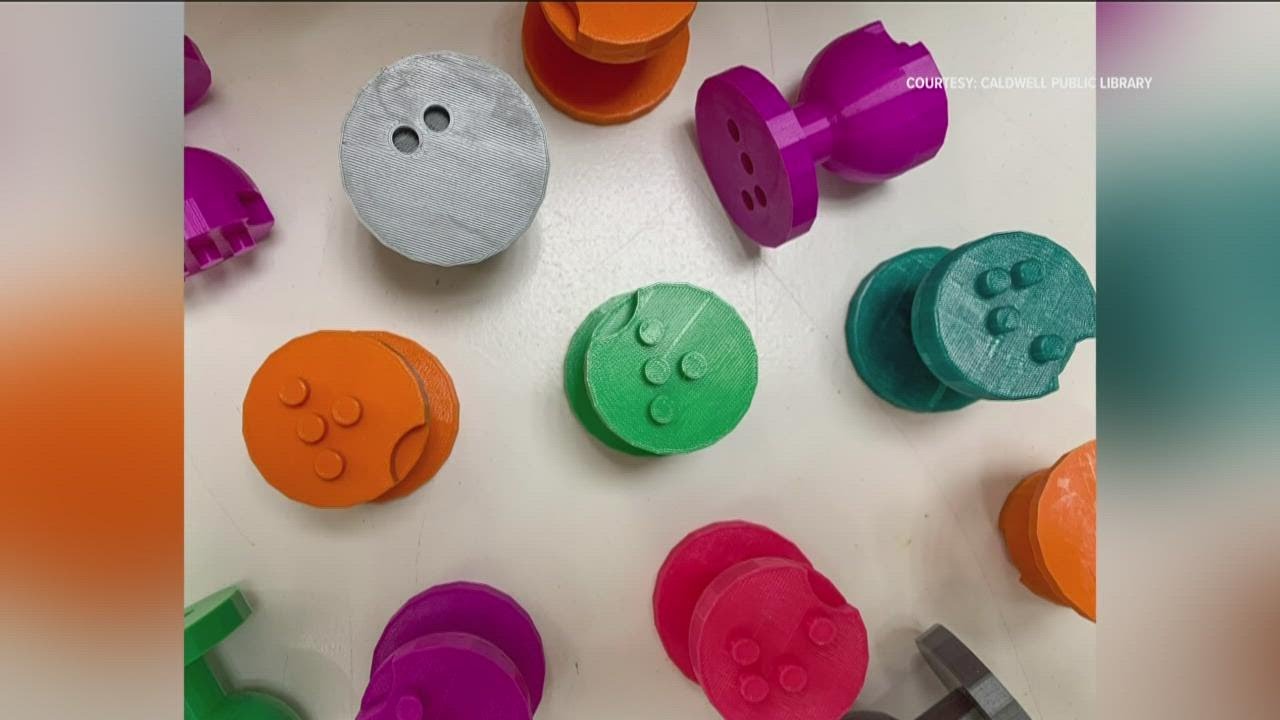 Caldwell Public Library 3D printing braille stamps, puzzle pieces - YouTube