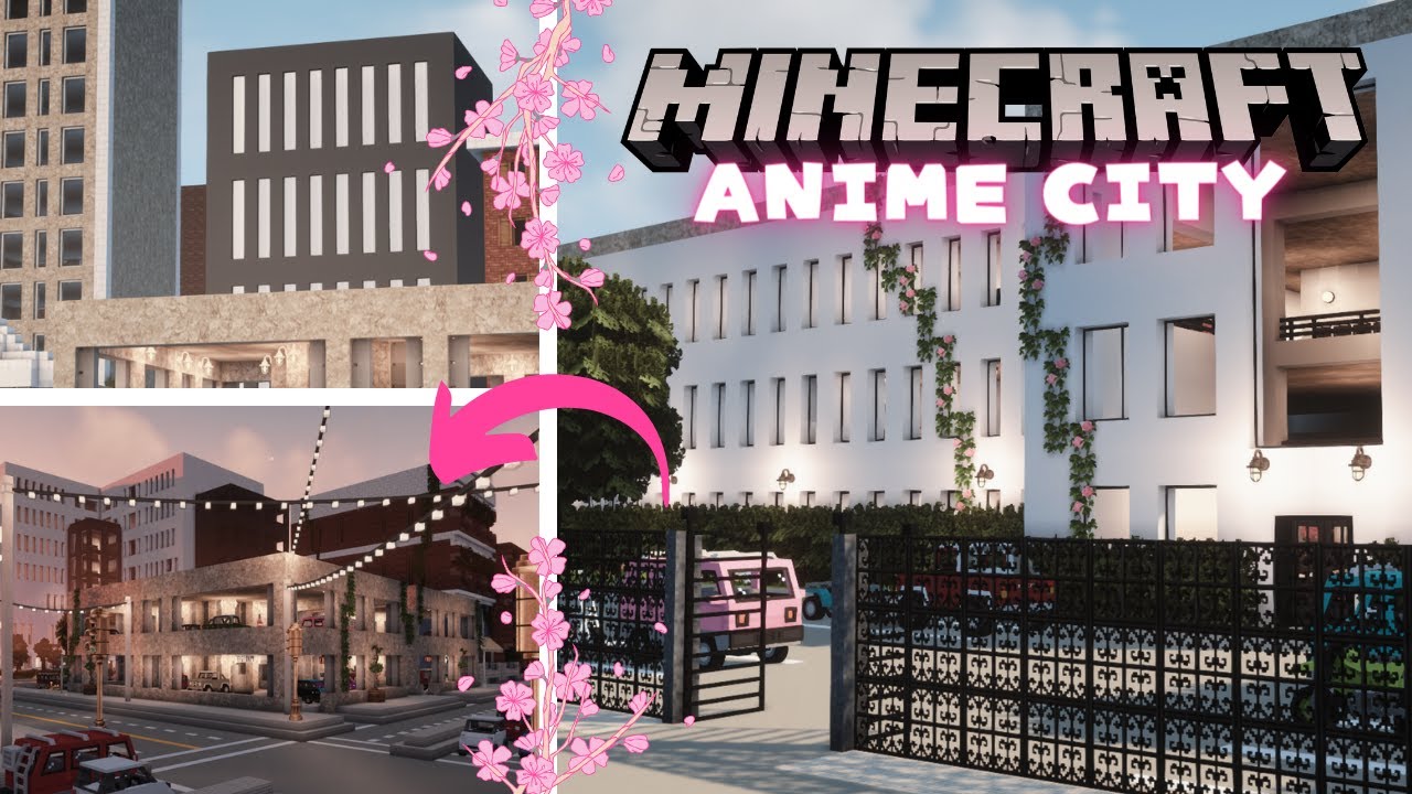 Anime Inspired Minecraft City Tour (650+ hours of progress!) - YouTube