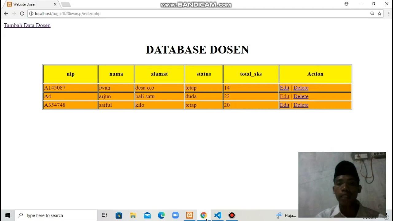 codingan membuat database dosen - YouTube