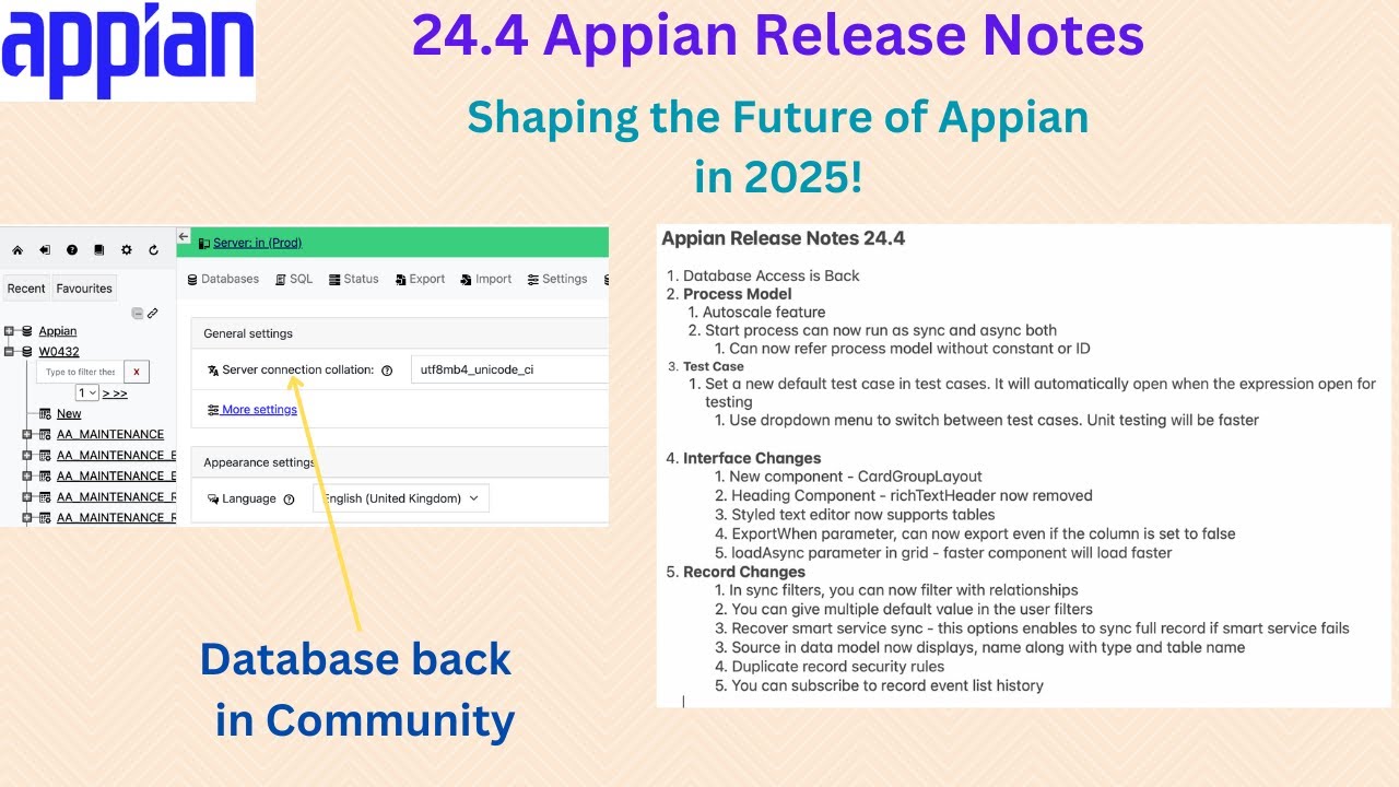 Appian Release Notes 24.4 | Database Access is back | New features ...