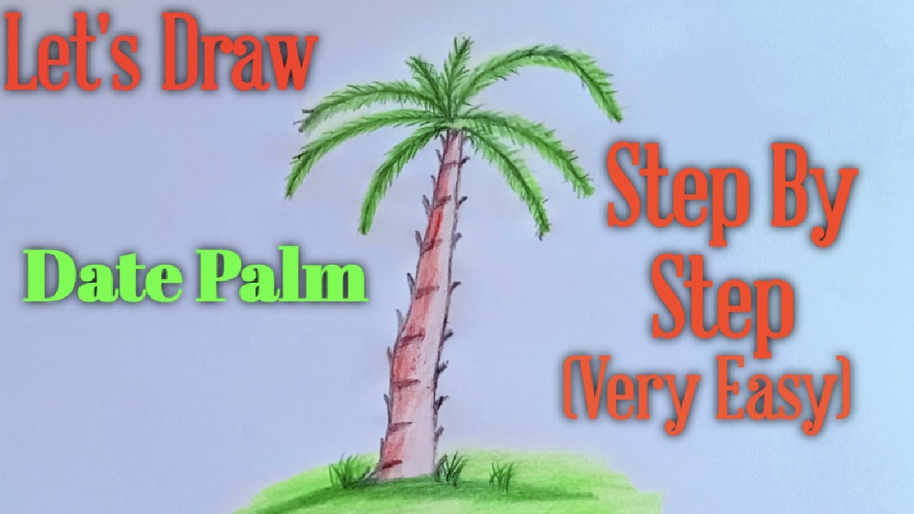 How To Draw A Date Palm Step By Step (Very Easy)|| Drawing || Art Video ...