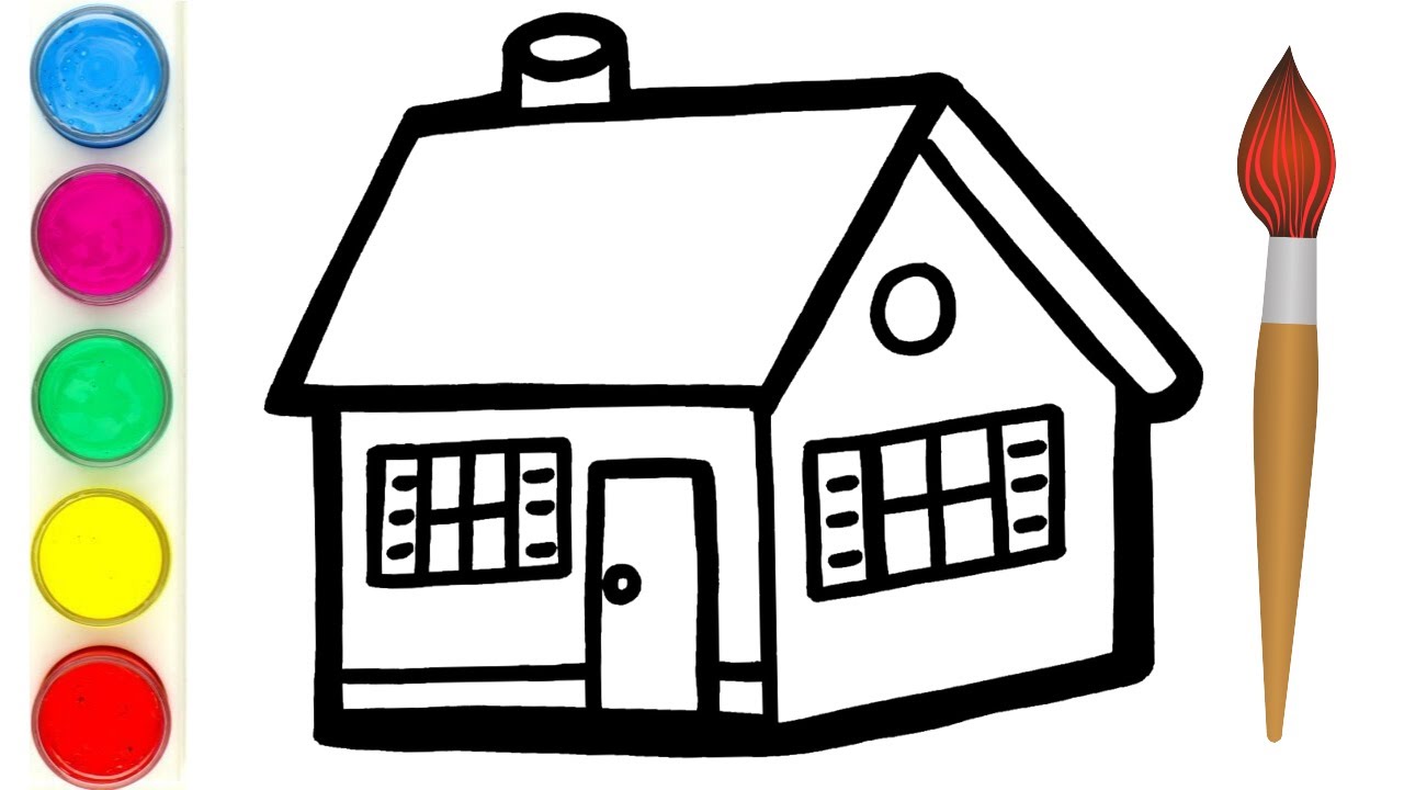 How To Draw House | Painting and Coloring for Kids, Toddlers | Learn To ...
