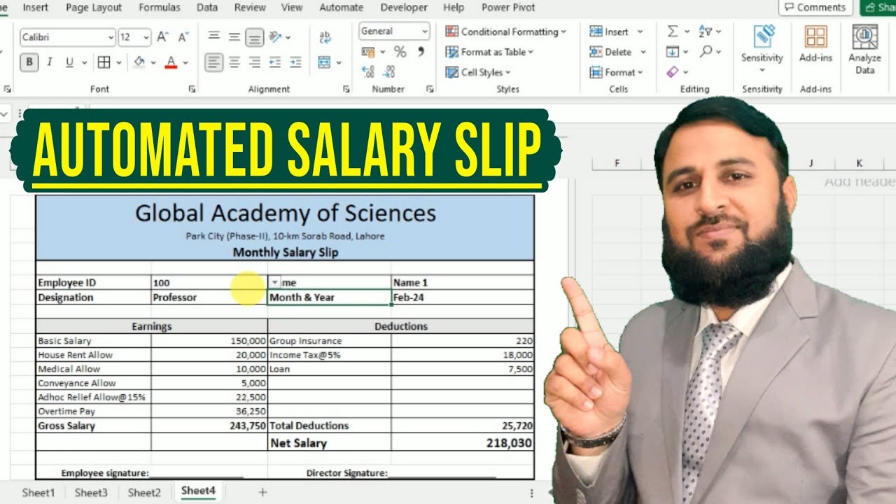 Create Professional Salary Slips in Excel: Automated and Simple Steps ...