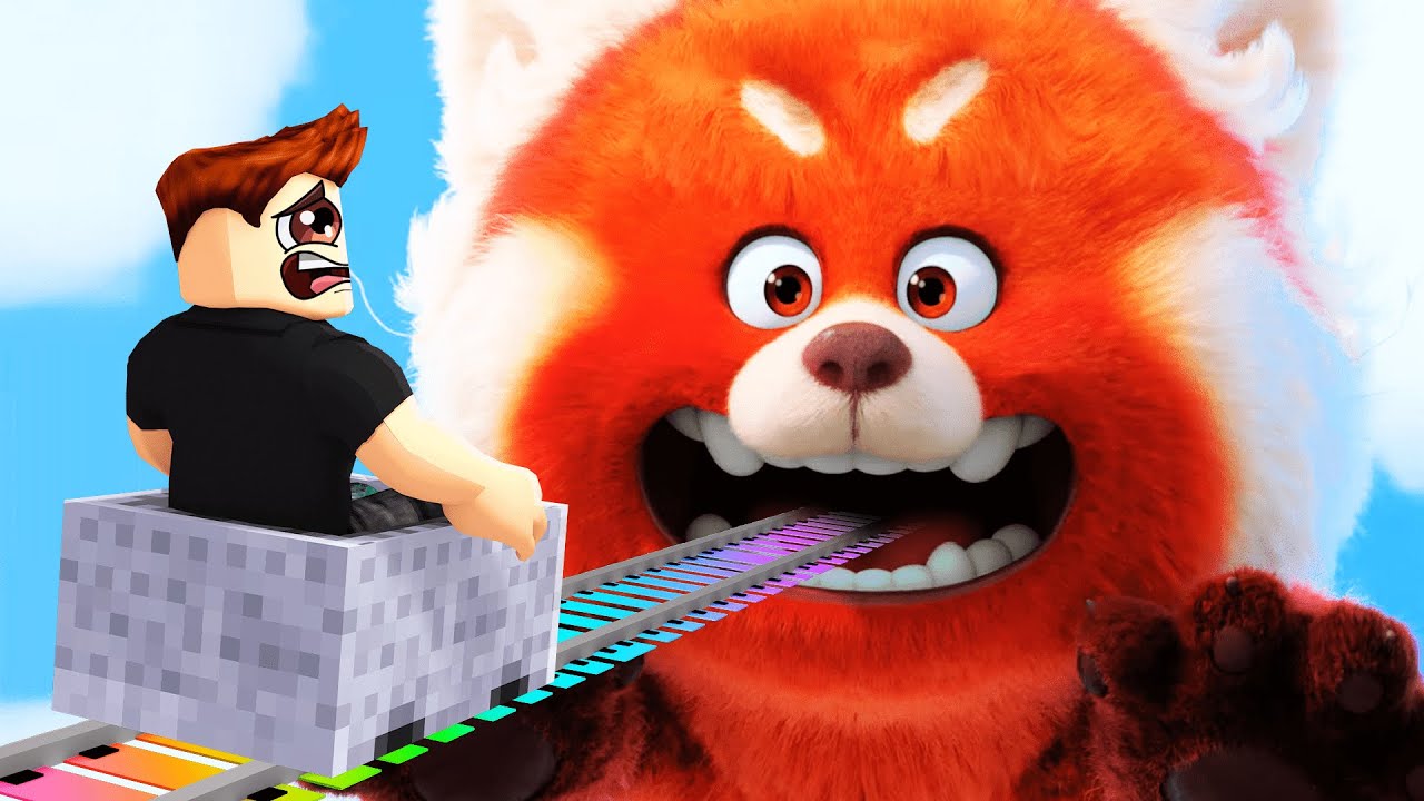 TURNING RED ROLLERCOASTER w ROBLOX! (Turning Red Cart Ride) - YouTube