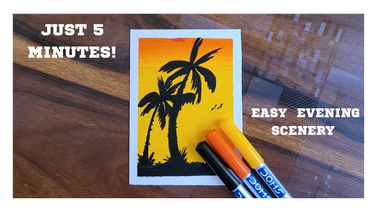 Simple and Easy 5 Minutes Painting using Brush Pen | Drawing Ideas for ...