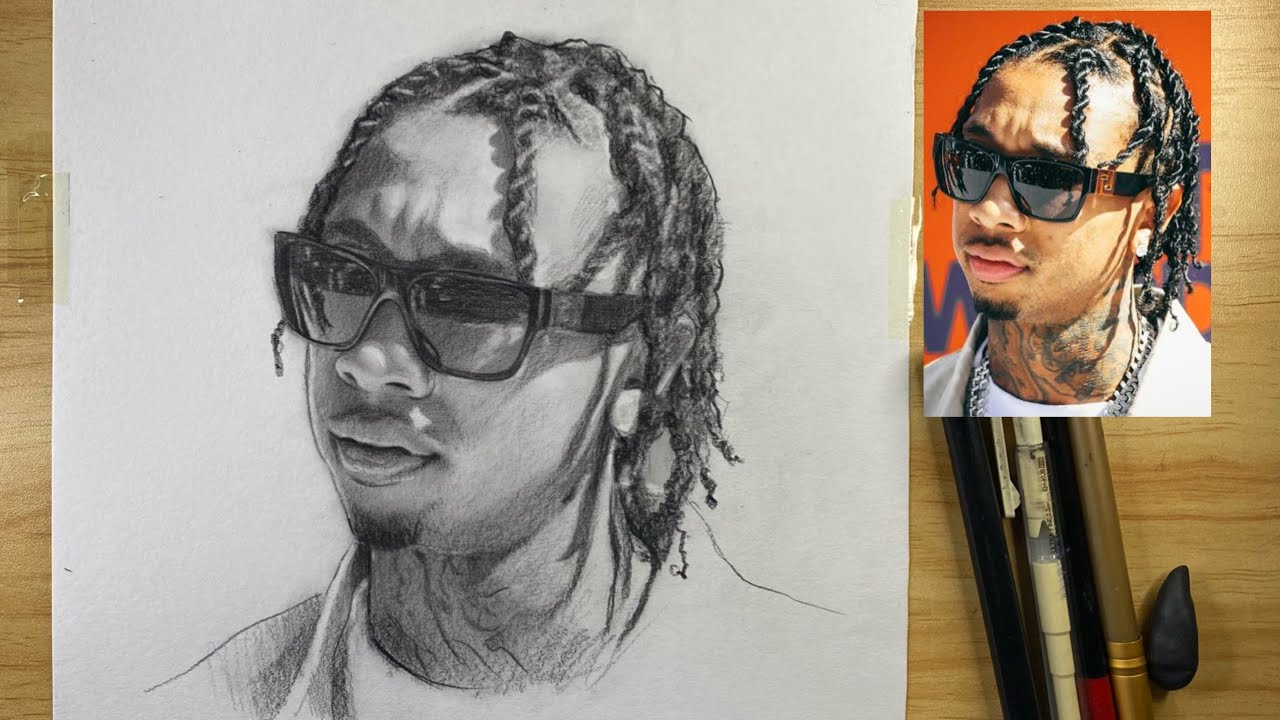 Tyga - Draw a man's portrait in pencil with a photo reference - YouTube