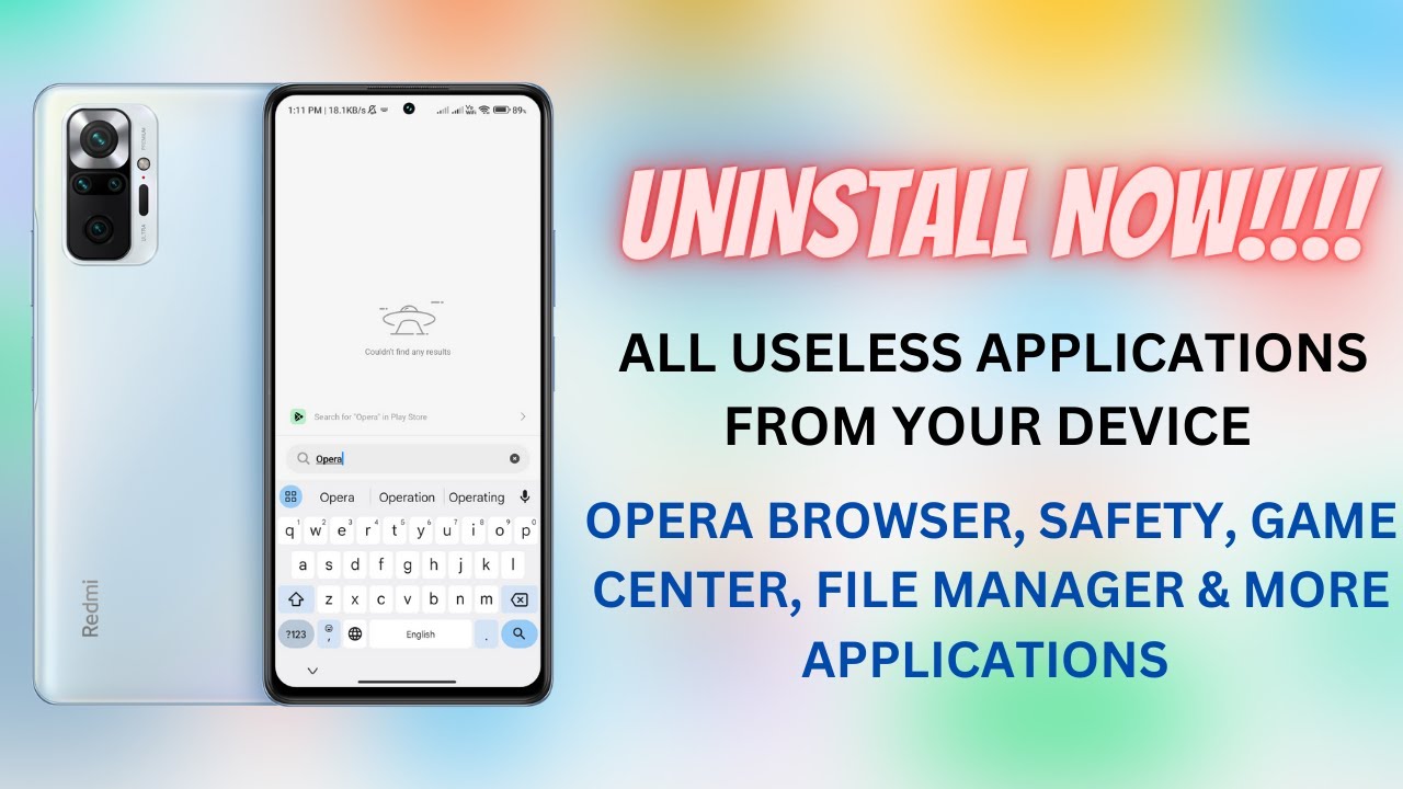 Uninstall Opera Browser, Game Center and all useless applications from your Xiaomi and any ...