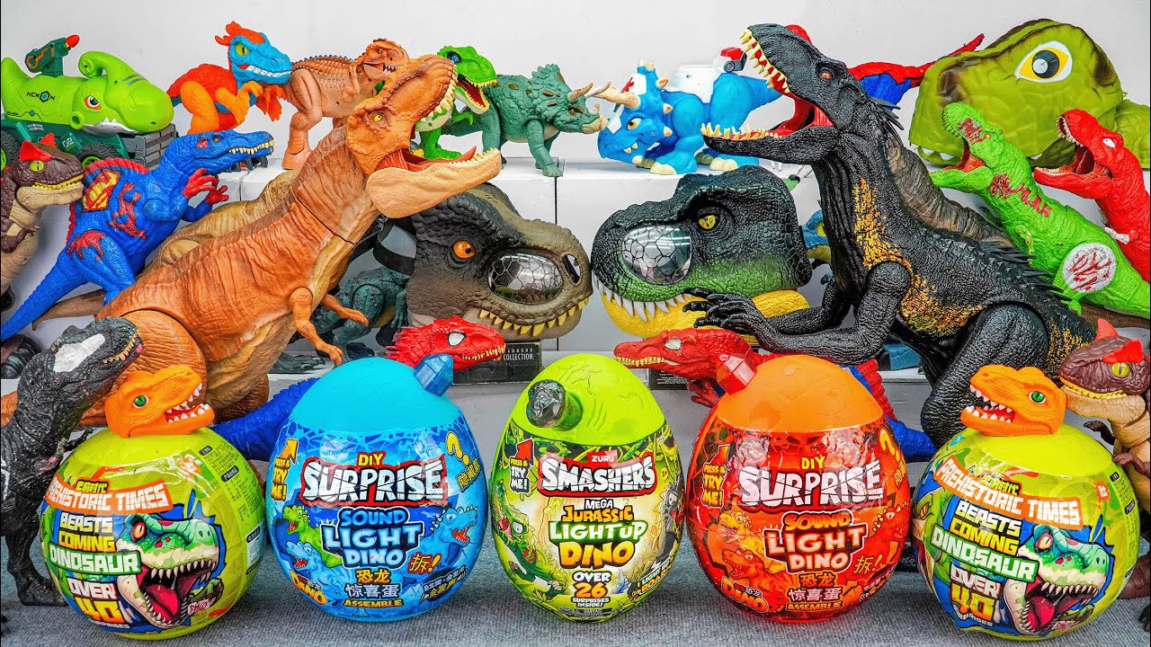 Unboxing DIY Surprise Light Up Dinosaur Eggs with Over 40 Roaring Dino ...