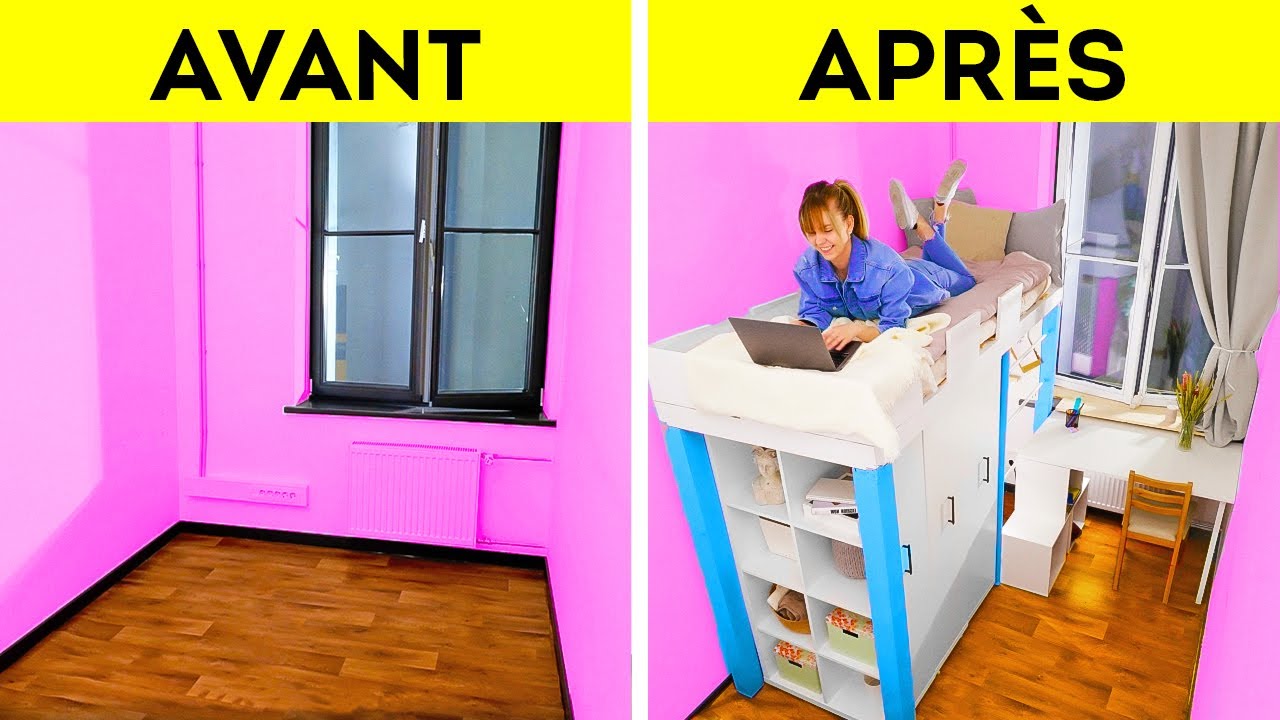 TRANSFORMATION EXTRÊME D'UNE CHAMBRE || ASTUCES COOL POUR DÉCORER UNE ...