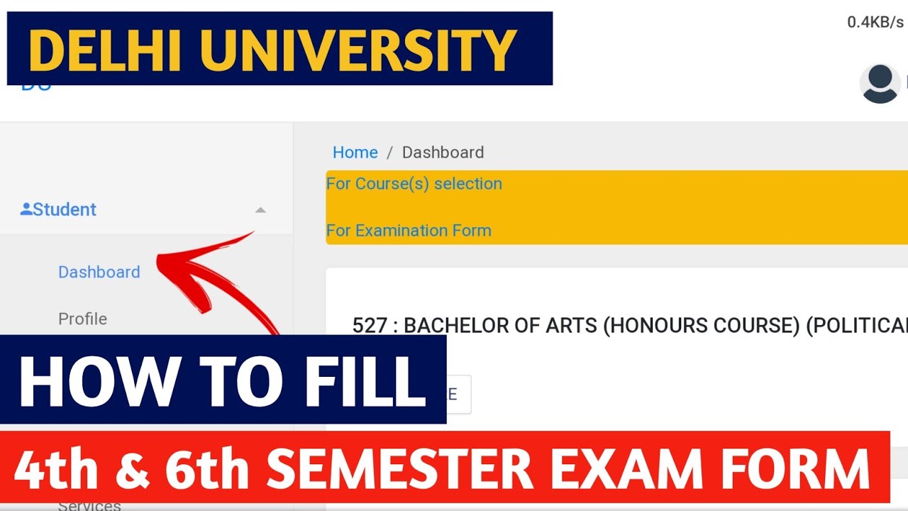 How to fill 4th ,6th semester examination form || How to pay Du exam ...