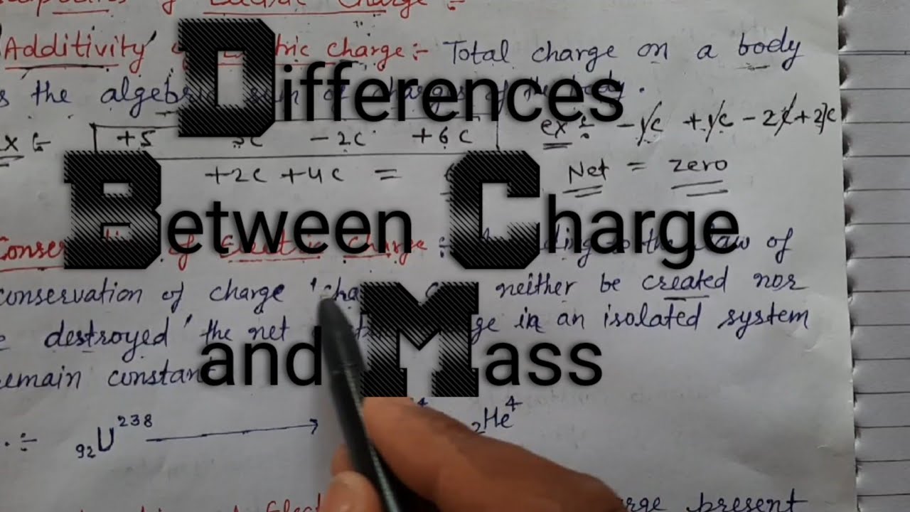 Differences Between Charge and Mass. 12th Physics. Electrostatic, unit ...