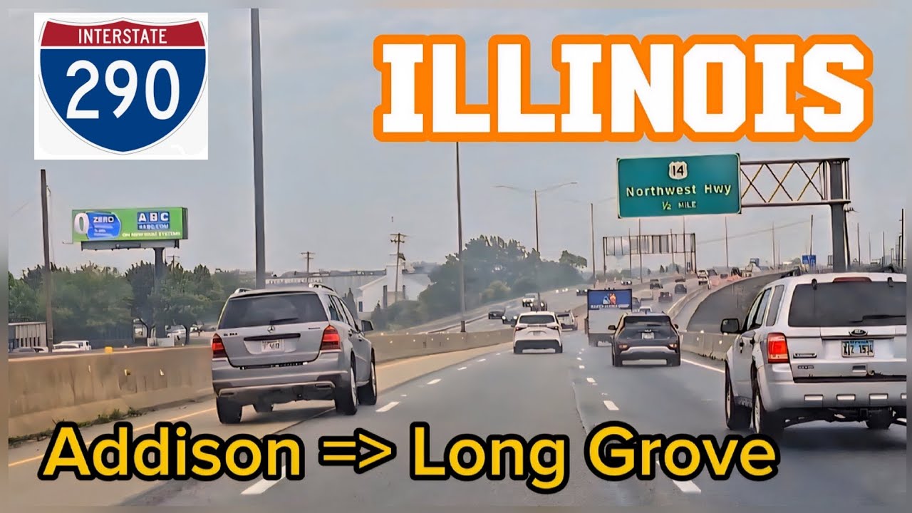 4K Part 2. Highway and street drive. Rain. Addison =》Long Grove, IL ...