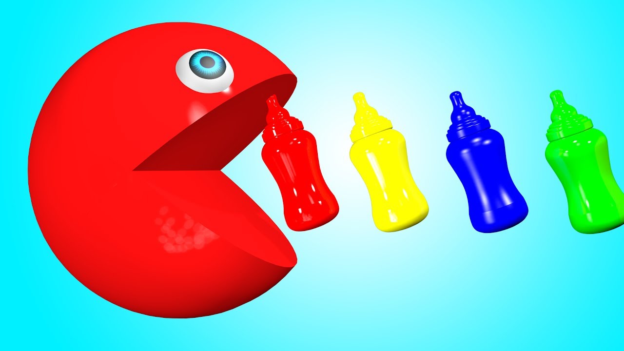 Learning Colors with 3D Pacman And Bottles Spinner for Children ...