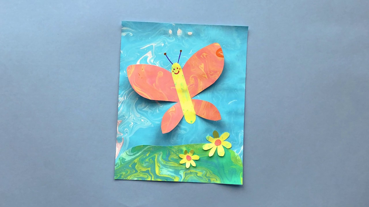 DIY Marbled Paper Collage Making - YouTube