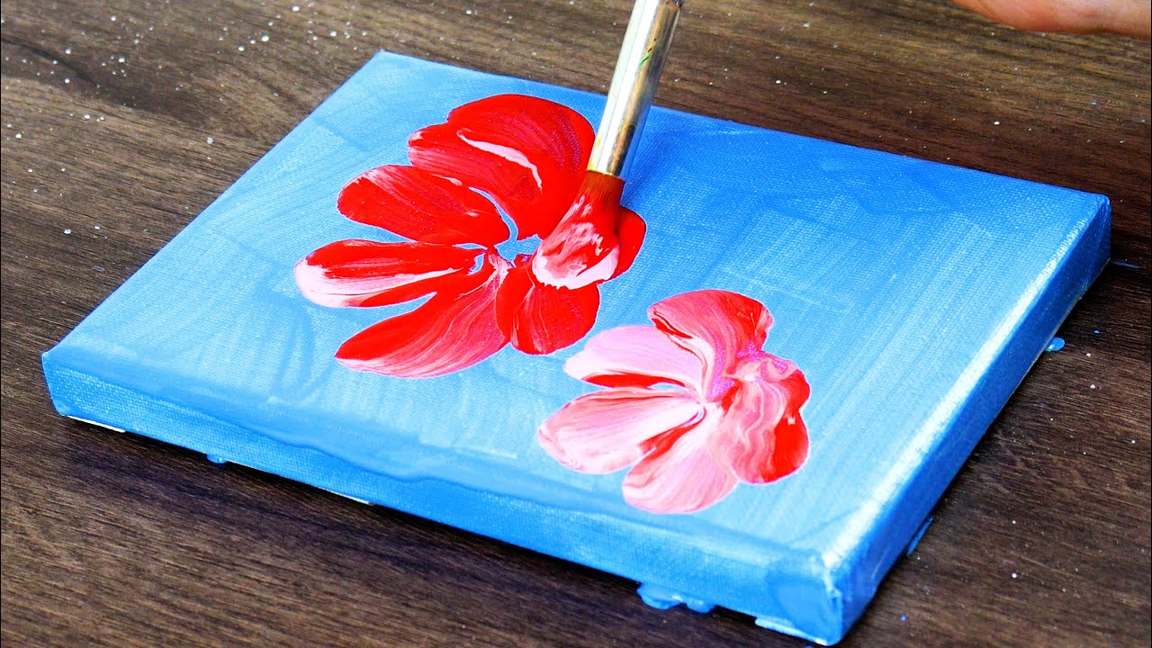 Painting Easy FLOWERS - Acrylic Painting Flowers for Beginners - YouTube