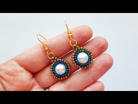 Kolay İncili Küpe Yapımı. Super Easy Pearl Earrings Making. Beading Tutorial.