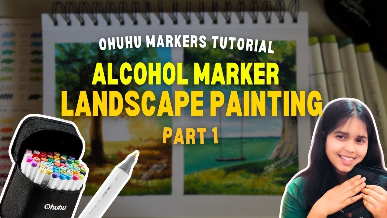 Ohuhu Alcohol Markers Landscape Painting Tutorial 🖼️#ohuhumarkers # ...