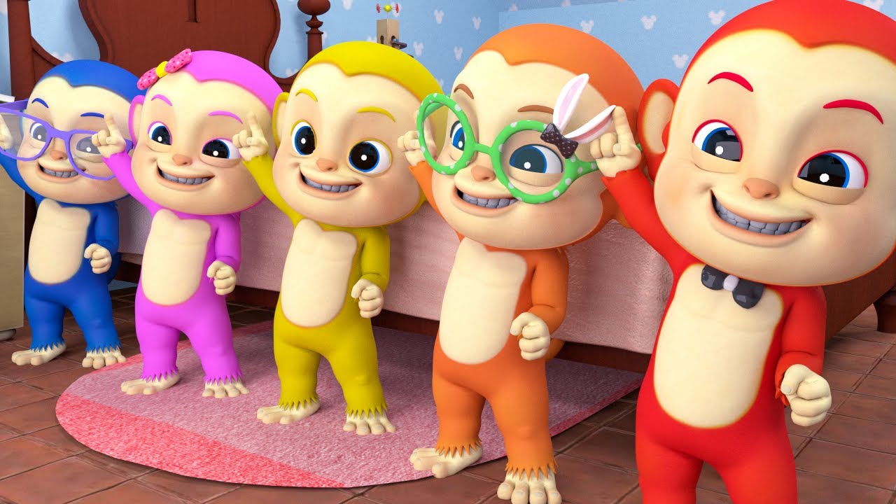 5 Monkeys Song | Five Little Monkeys Jumping On The Bed Nursery Rhymes ...
