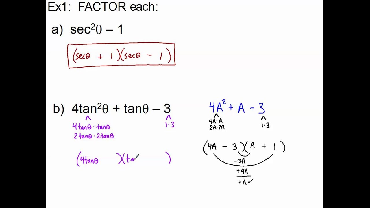 Factoring Trig Expressions - YouTube