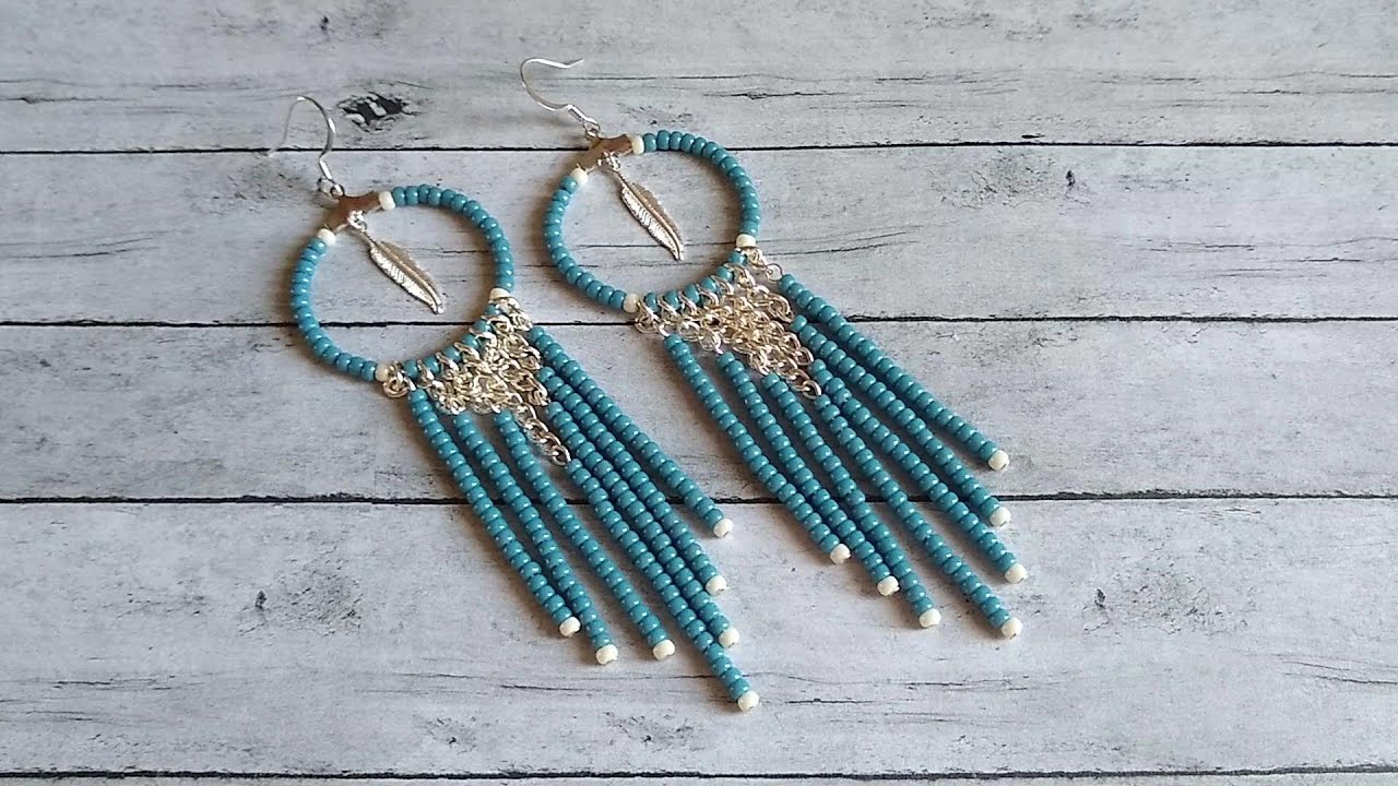 Seed Bead Hoop Earrings Tutorial - YouTube
