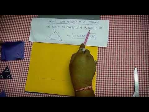 ANGLE SUM PROPERTY OF A TRIANGLE by Paper folding, cutting and pasting ...