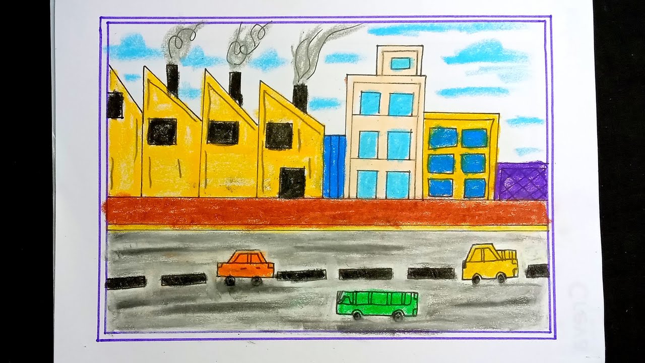 City scenery drawing | Easy scenery drawing | Sohorer drisso drawing ...