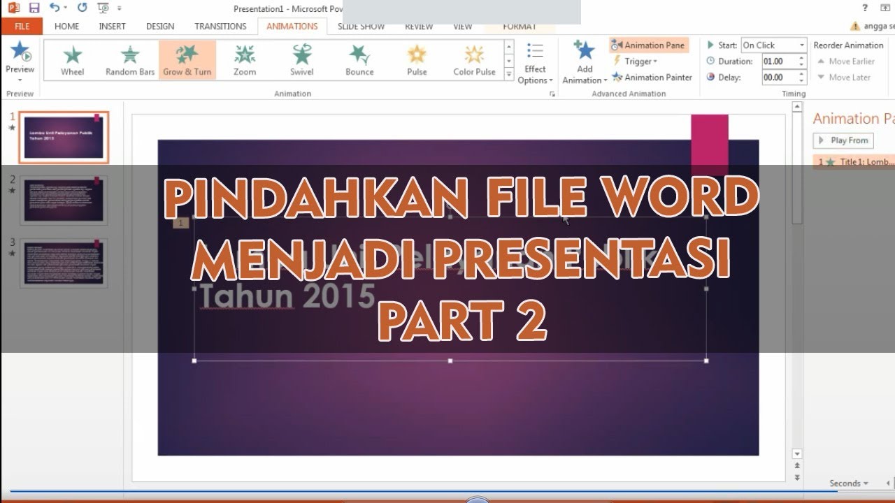 LATIHAN 2 POWER POINT MEMBERIKAN EFEK ANIMASI KE PRESENTASI PPT - YouTube