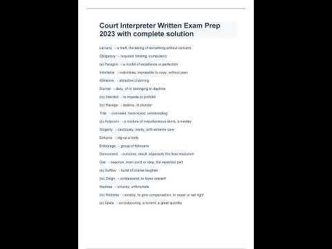 Court Interpreter Written Exam Prep 2023 with complete solution - YouTube