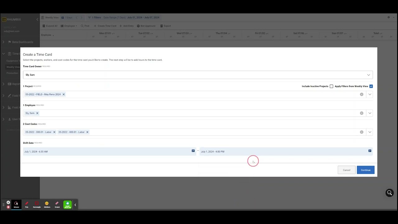 Office Worker: Submit Time on Rhumbix Web Platform - YouTube