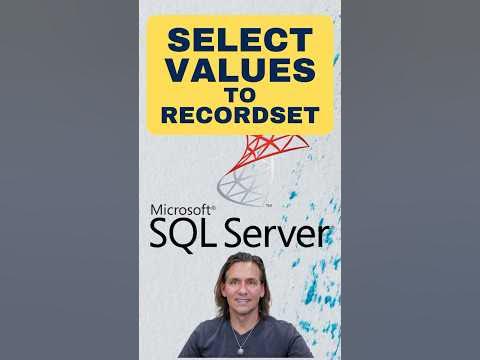 Select values into a recordset using SQL Server #dataanalyst #dataquality #sqlserver - YouTube