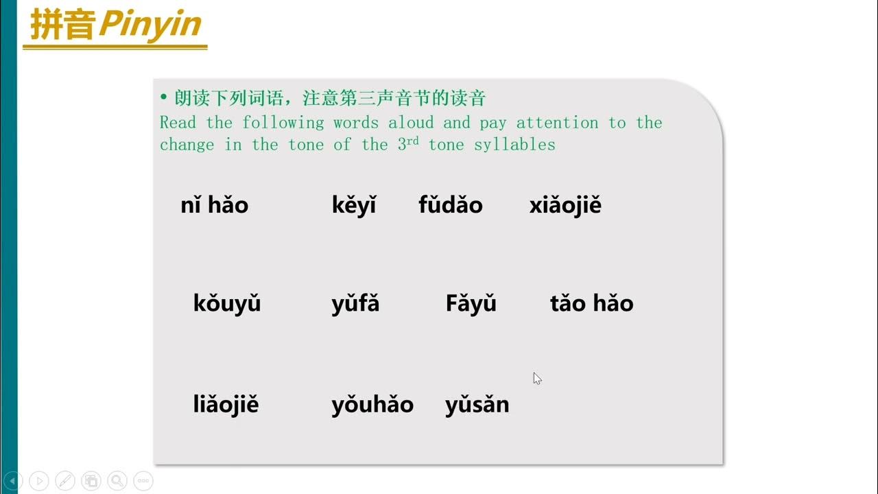 Chinese Syllables: Change of the third tone - YouTube
