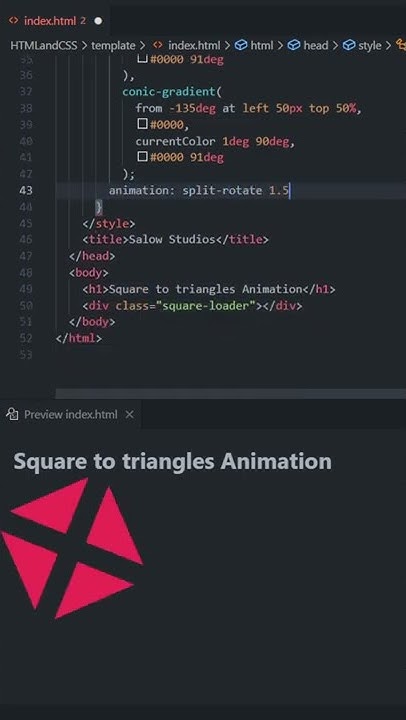 Descending Triangle from Square Animation HTML and CSS tutorial for ...