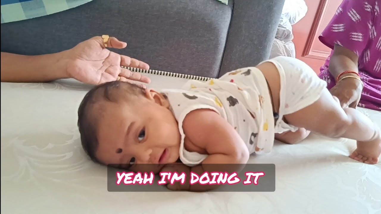 Cute baby trying to Crawl for first time 😍 how to make baby crawl | 3-6 months development ...