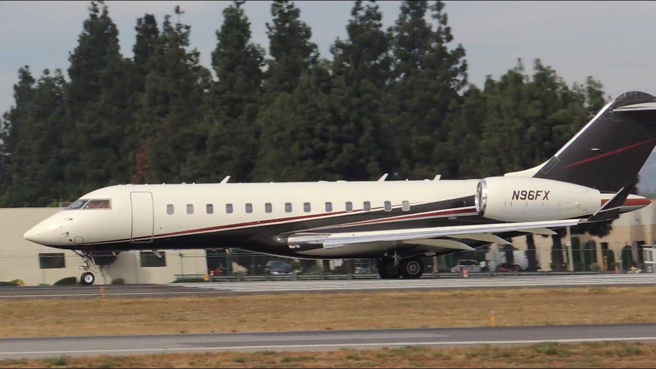 Flexjet Bombardier Global Express [N96FX] takeoff from VNY - YouTube