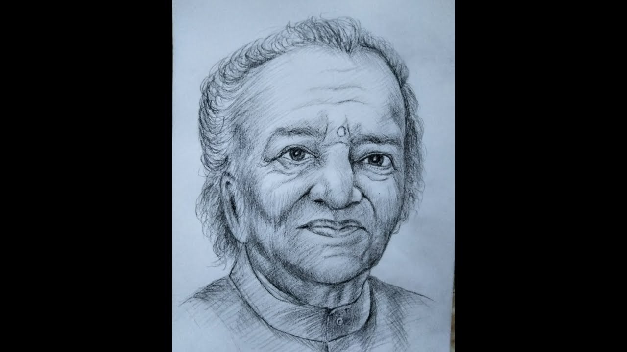 Portrait of Pandit Ravishankar | Portrait Painting | Pencil Shading | # ...