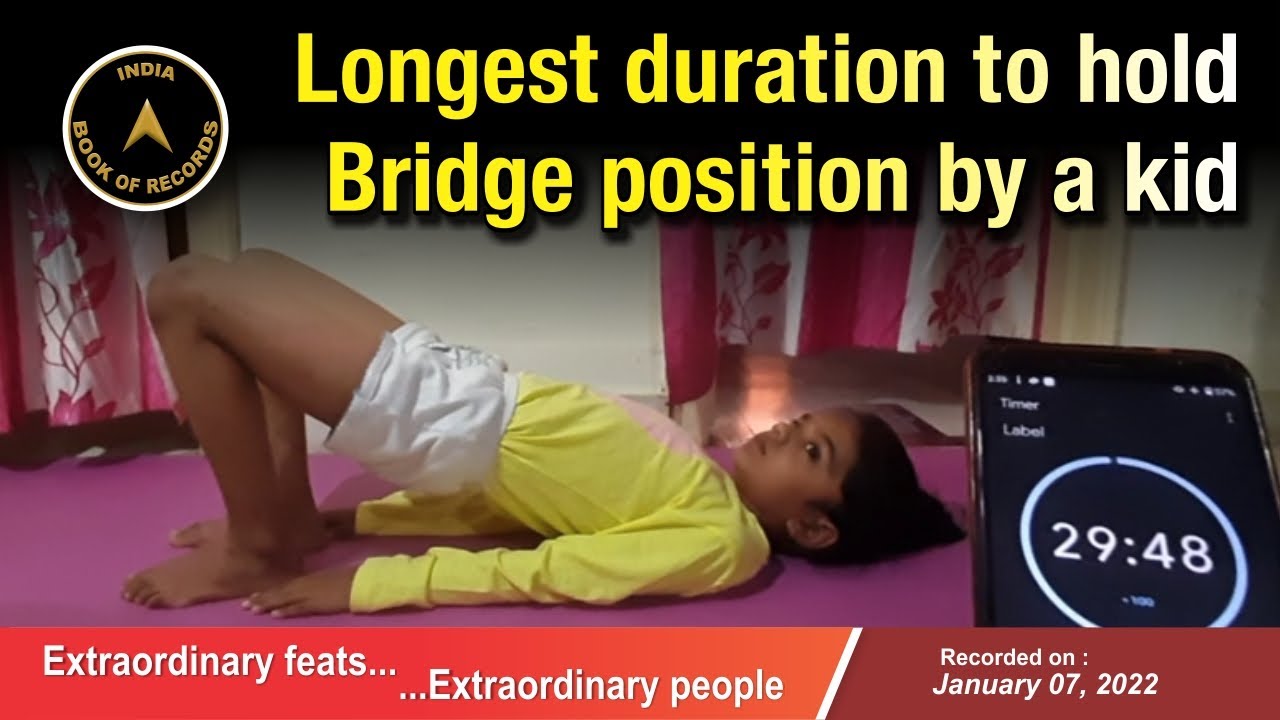 Longest duration to hold Bridge position by a kid - YouTube