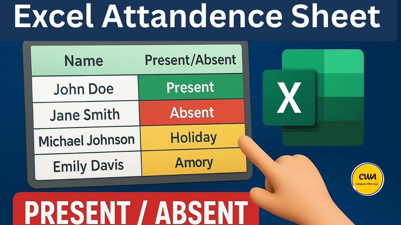 🎯 Excel Attendance Sheet में Present/Absent को Color कैसे करें? | Full ...