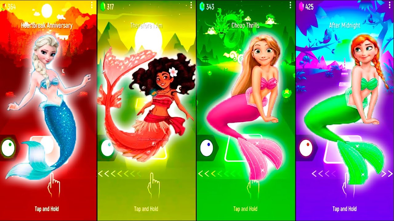 Frozen Elsa Mermaid Moana Mermaid Rapunzel Mermaid Anna Mermaid Disney ...